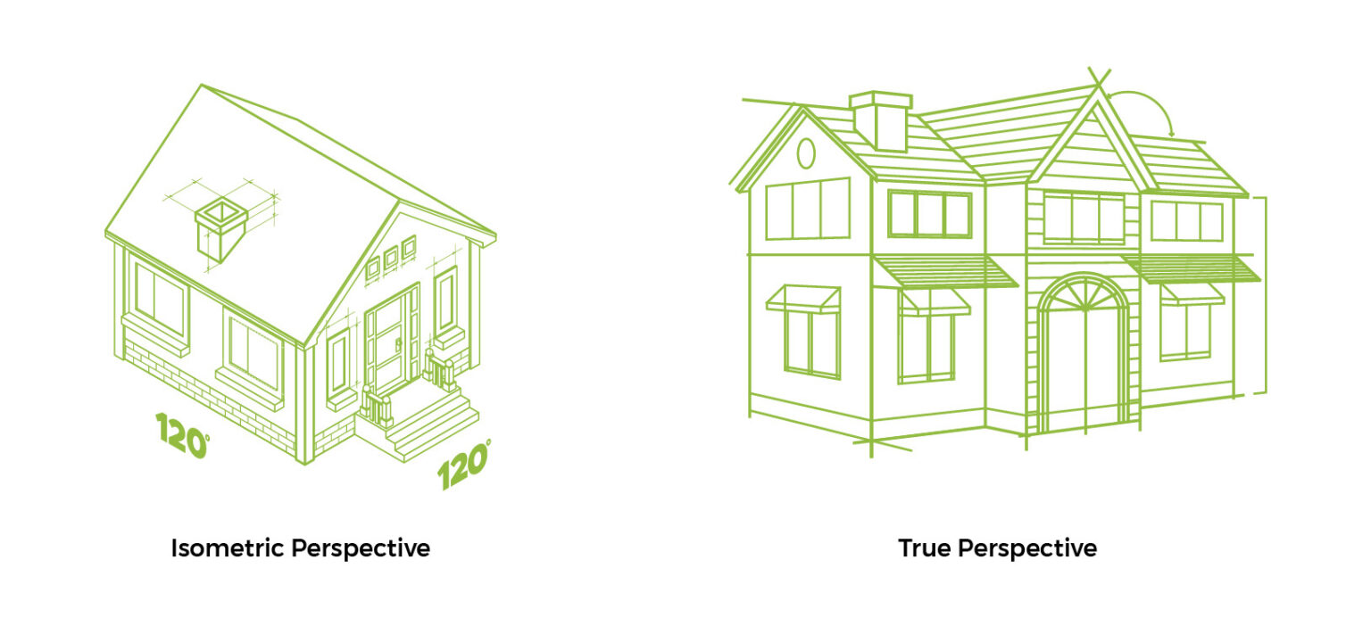 Isometric illustrations represent a three-dimensional object in two ...